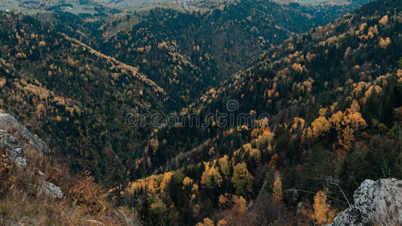 Vertical High Angle Shot of a Mountain Range Covered with Colorful ...