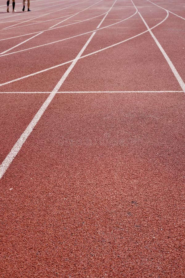 Vertical High Angle Shot of the Running Track Ground in the Stadium ...
