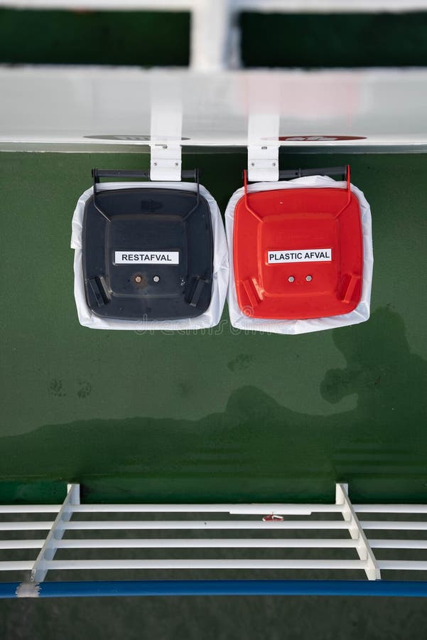 Vertical High Angle Shot of Two Separate Garbage Cans for Differ Stock ...