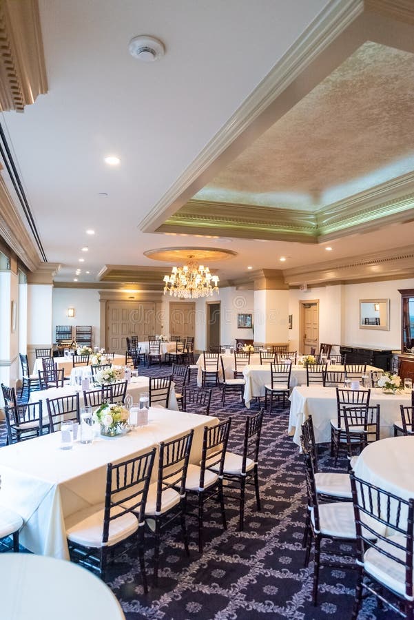 Vertical High Angle Shot of a Wedding Hall with an Elegant Setting ...