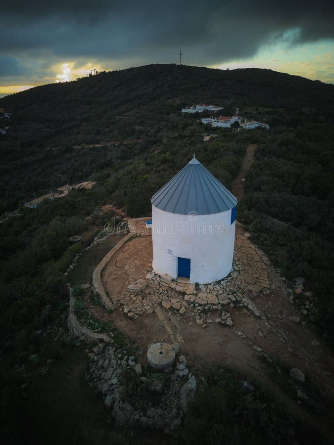 Vertical High Angle Shot of a White Cylindrical Structure with a ...