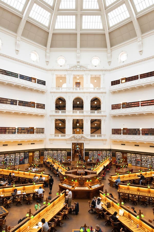 Vertical High-angle View of People Reading in the State Library ...