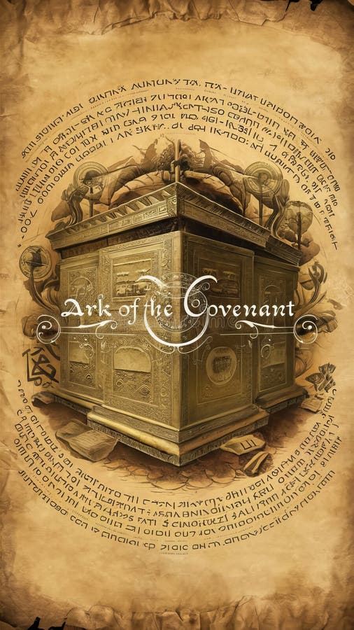 The Ark of the Covenant is Painted on Aged Parchment, with Inscriptions ...
