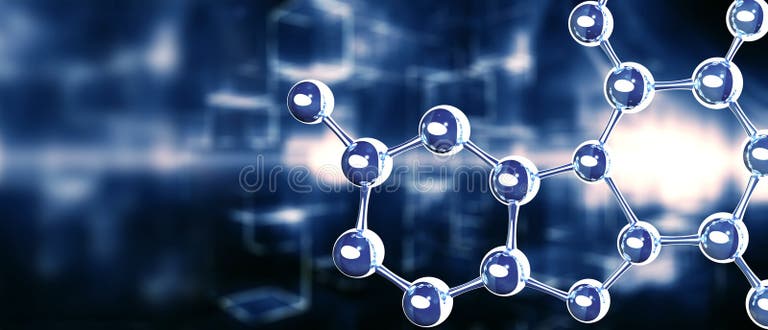 Vertical or Horizontal Banner with Model of Abstract Molecular ...