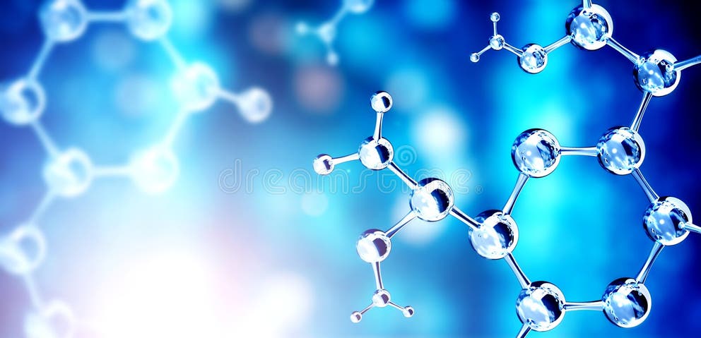 Vertical or Horizontal Banner with Model of Abstract Molecular ...