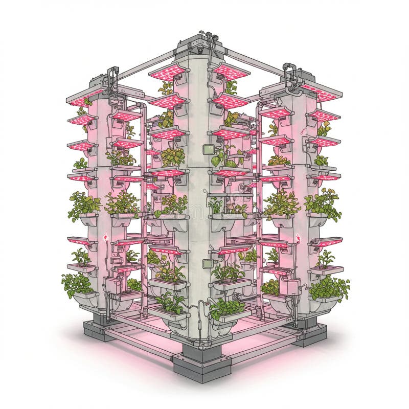 Vertical Hydroponic Garden System Featuring Multiple Tiers of Plants on Vertical Stock ...