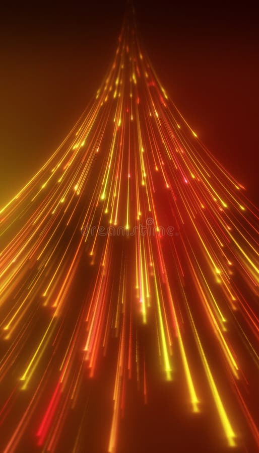 Vertical Illustation of Glowing Neon Lines in Red and Yellow Stock ...