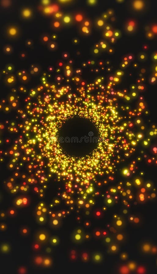 Vertical Illustation of Red and Yellow Particles in a Tunnel Stock ...