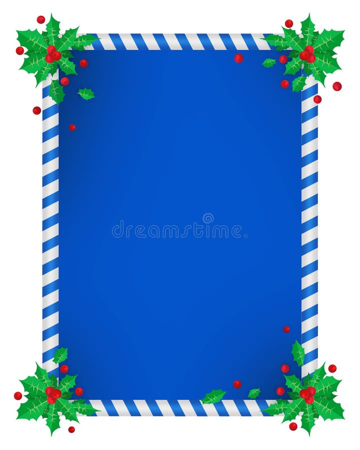 Vertical Illustration of a Blue Christmas Frame Template for a Postcard ...