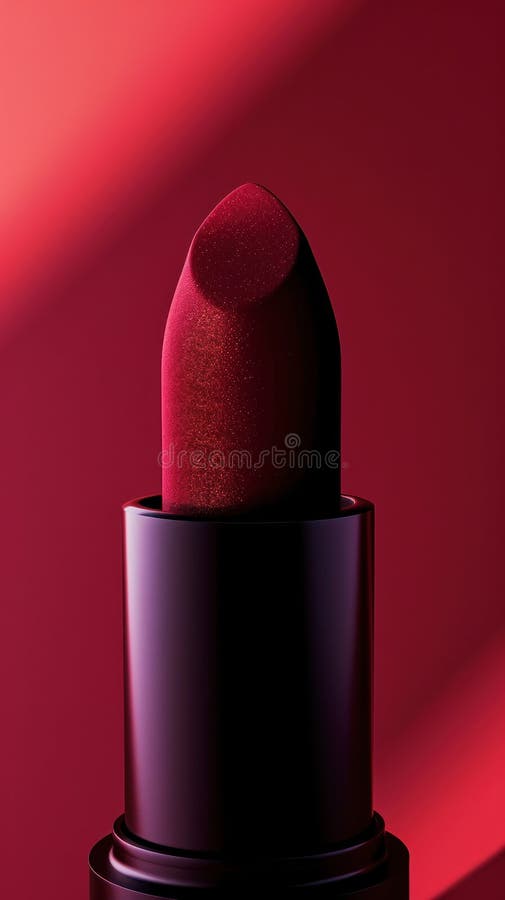 Vertical Illustration of a Close-up of a Shimmering Red Lipstick Stock ...