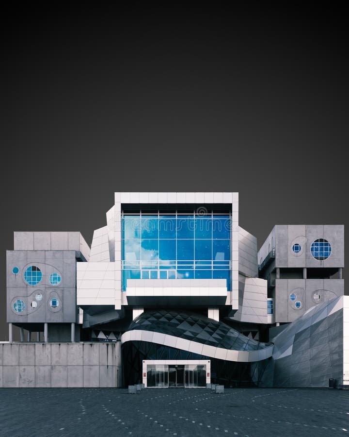 Vertical Illustration of an Exotic Structure on a Black Background ...