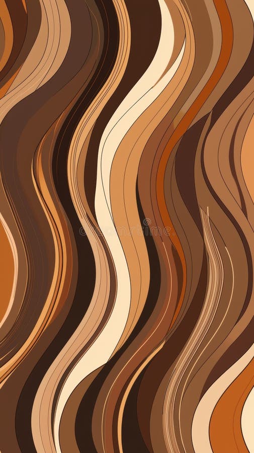 Vertical Illustration Featuring Flowing, Wavy Brown Lines, Creating a ...