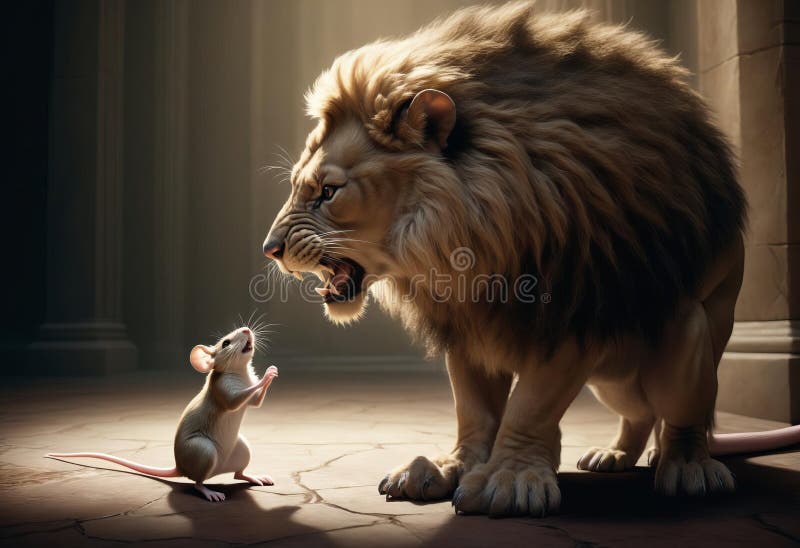 Vertical Illustration of a Mouse on Its Knees, Begging for Mercy Stock ...