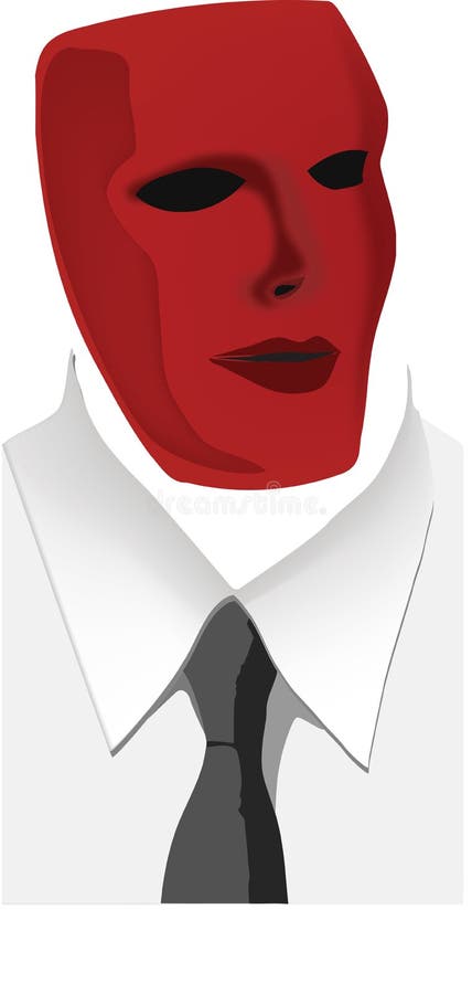 Vertical Illustration of a Red Mask in a White Shirt on an Isolated ...