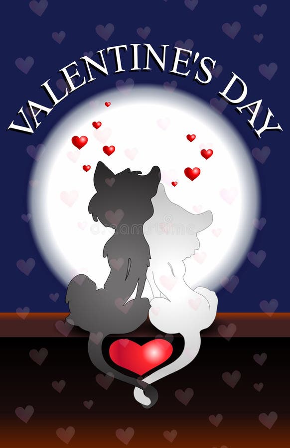 Vertical Illustration Valentine S Day Card Template of a Pair of Wolves ...