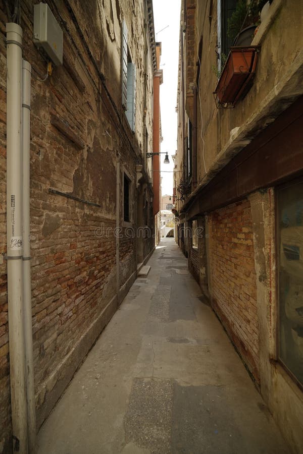Vertical Image of Beautiful Old Narrow Alleys in Venice Stock Photo ...