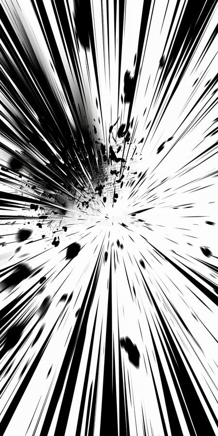 Vertical Image with Black and White with Thick Jagged Lines Radiating ...