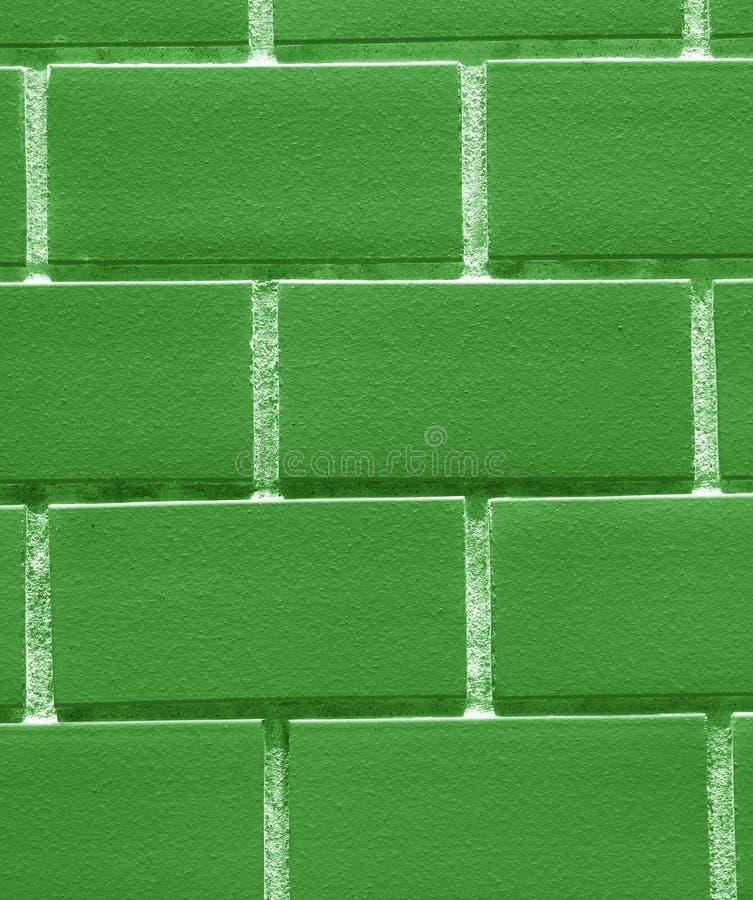 Vertical Image of Bricks Wall in Green Color, Closed Up for Background ...