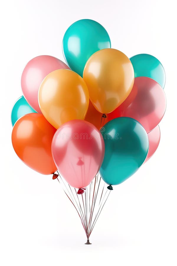 Vertical Image Bunch of Bright Colorful Balloons Isolated on White ...
