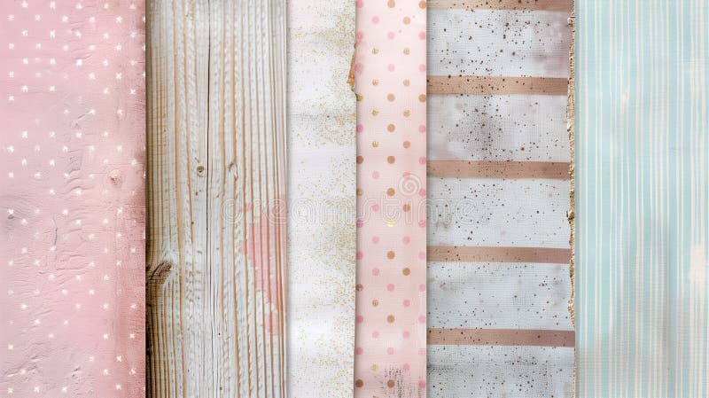 A Vertical Image with a Collage of Different Textured Stripes in Pastel ...