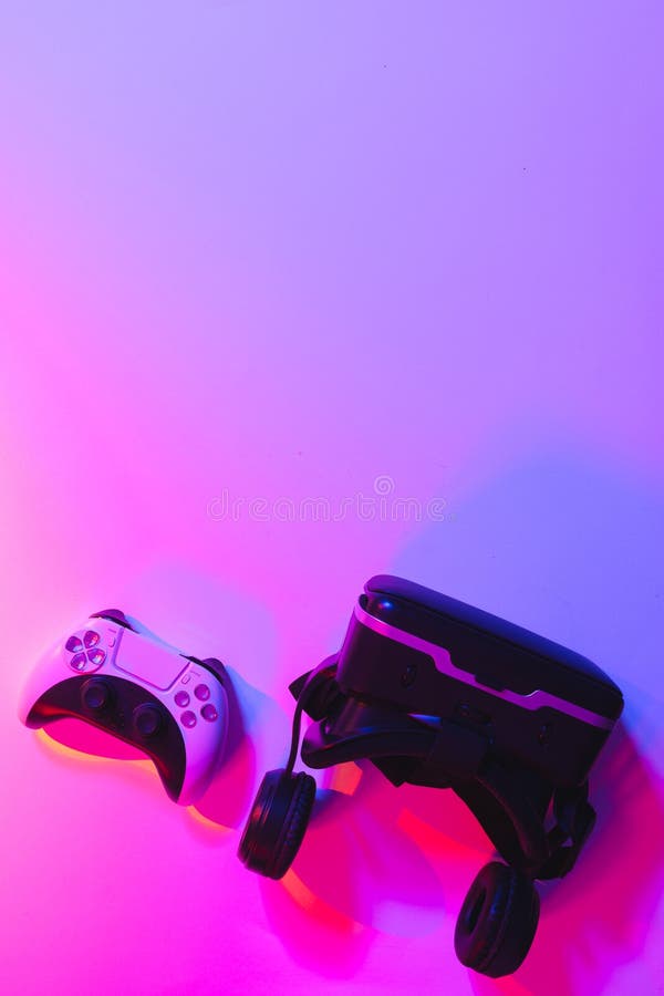Vertical Image of Composite of Video Game Pad and Vr Headset with Copy ...