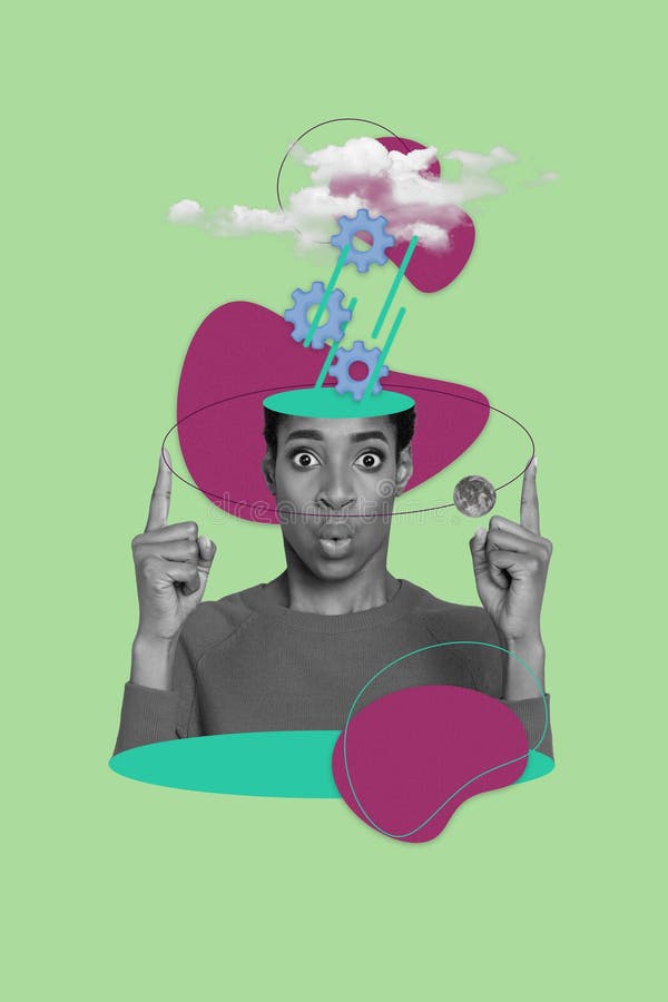 Vertical Image 3d Poster Artwork Collage of Surprised Man Creative ...