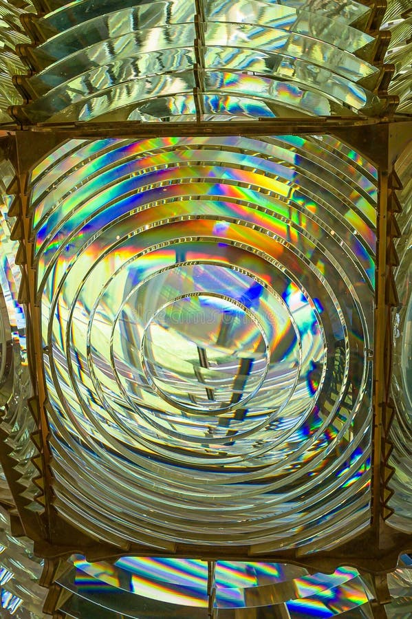 Vertical Image of Fresnel Lens with Some Rainbow Colors on it Stock ...