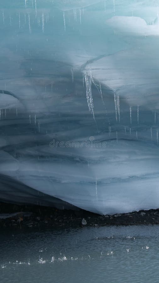 Vertical Image of Ice Melting from the Pastoruri Glacier, Dripping into ...