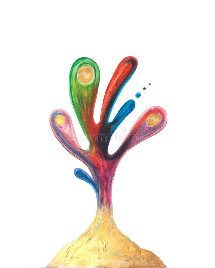 Vertical Image of an Imaginary Tree of Colors and Curved Lines on a ...