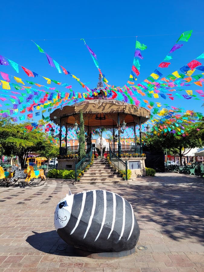 Vertical Image of the Main Square of Jocotepec Showing the Ornate Kiosk ...