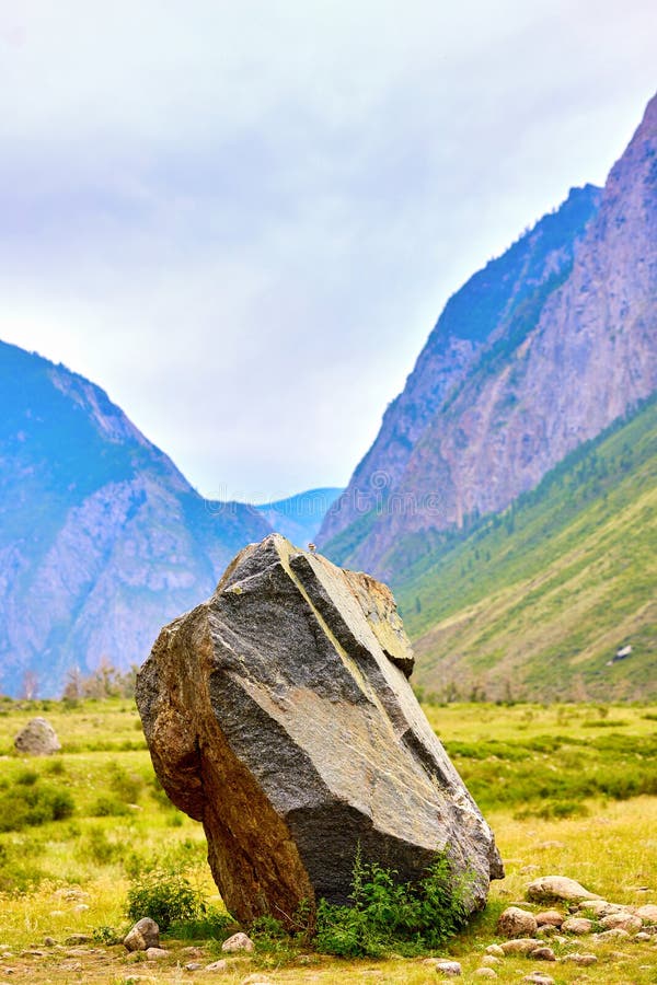 Vertical Image of a Massive Boulder Obstructing a Road with Stunning ...