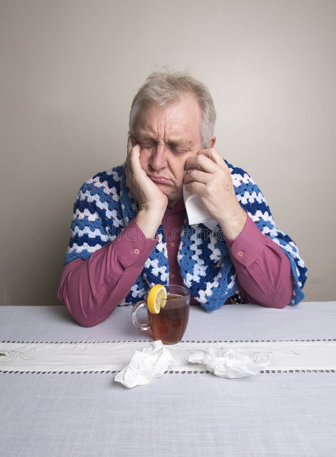 Vertical Image of a Mature Man with a Cold Stock Photo - Image of ...