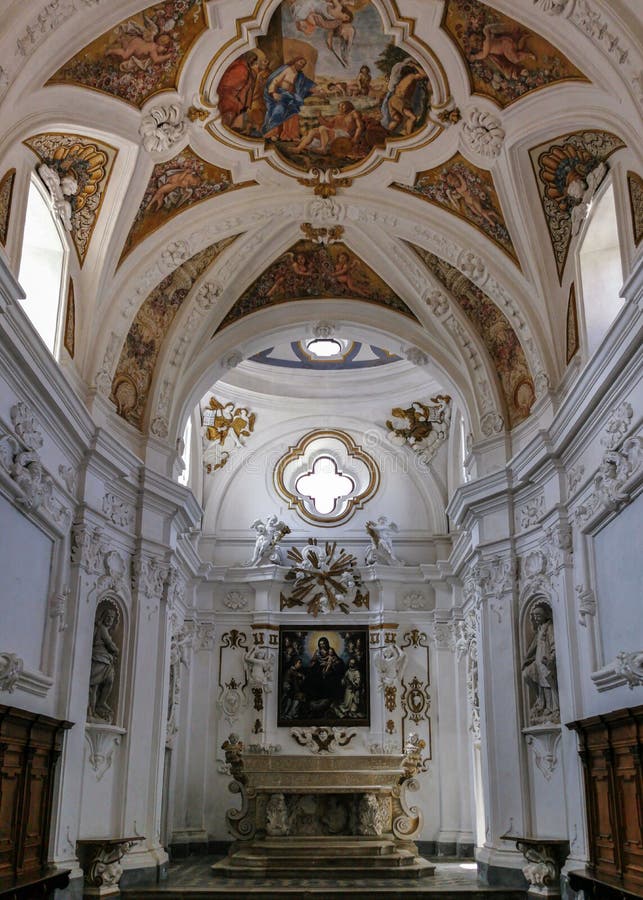 Vertical Image of a Monastery with Paintings and Statues in Baroque ...