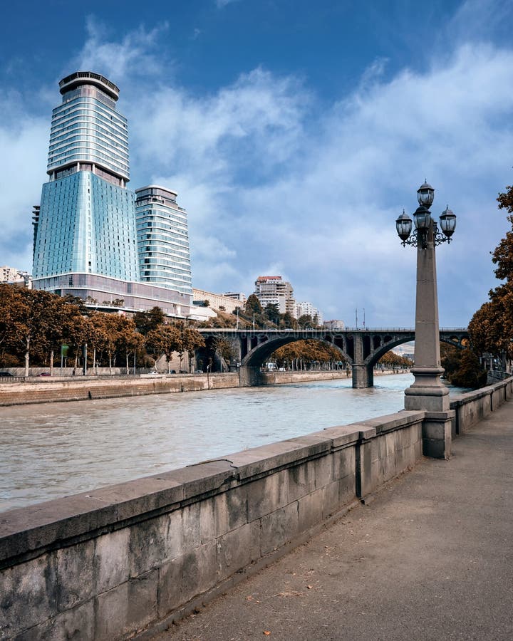 Vertical Image of an Old River Embankment Against the Backdrop of ...