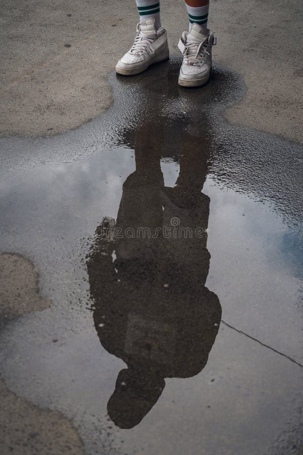 Vertical of a Puddle in Green Tokugawa Park in Nagoya, Japan Stock ...
