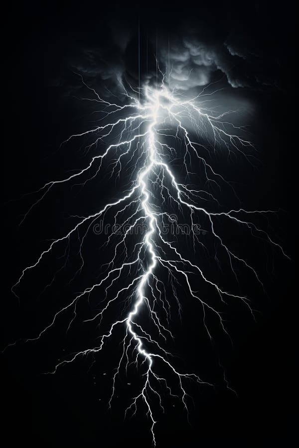 Vertical Image of Scary Real Lightning Striking Over the Forest at ...