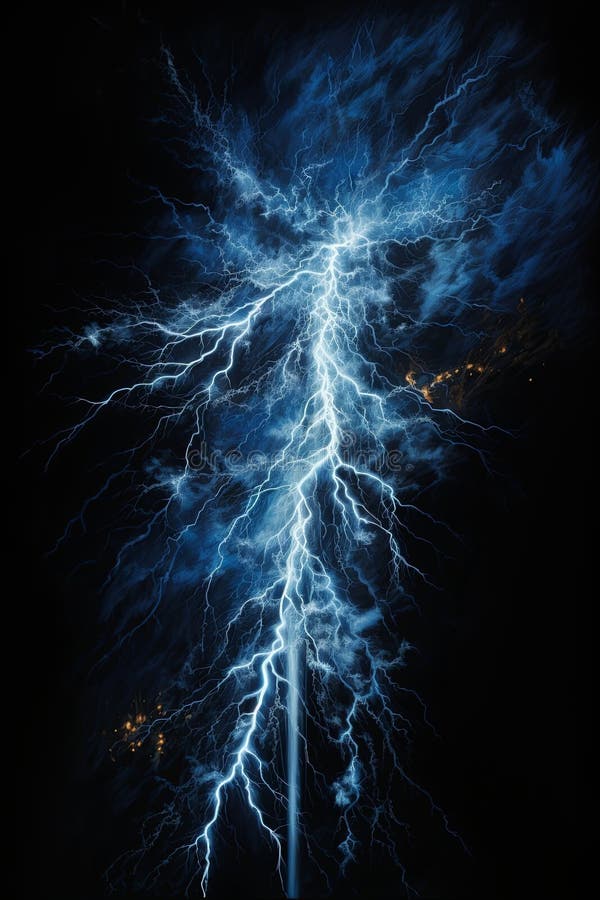 Vertical Image of Scary Real Lightning Striking Over the Forest at ...