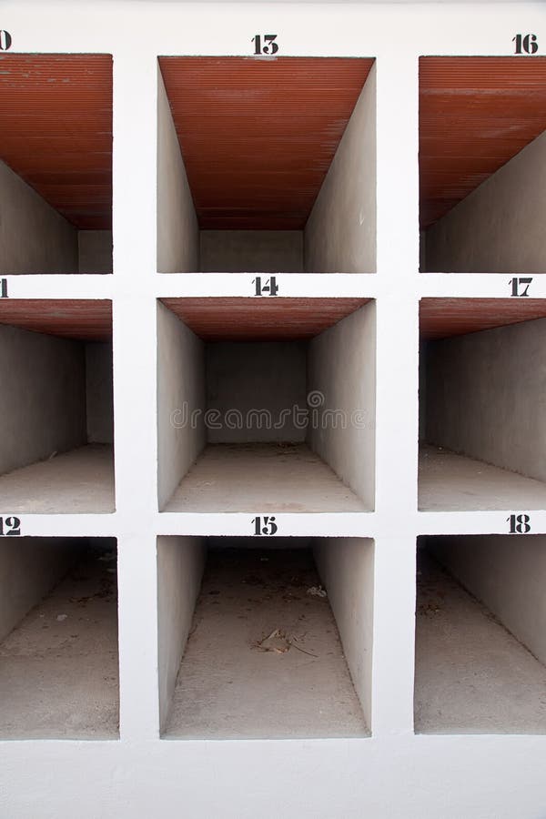 Vertical Image of a Shelving Unit with Multiple Levels of Numbered ...