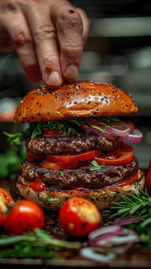This Vertical Image Showcases a Chef S Hands Skillfully Assembling the ...