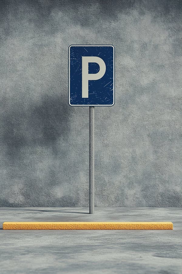 Vertical Image Single Parking Sign with a Blue and White Design, Placed ...