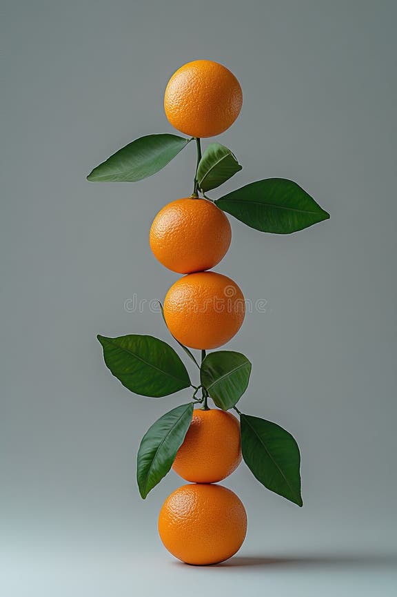 Vertical Image Stack of Mandarins Balanced on Top of Each Other, with ...