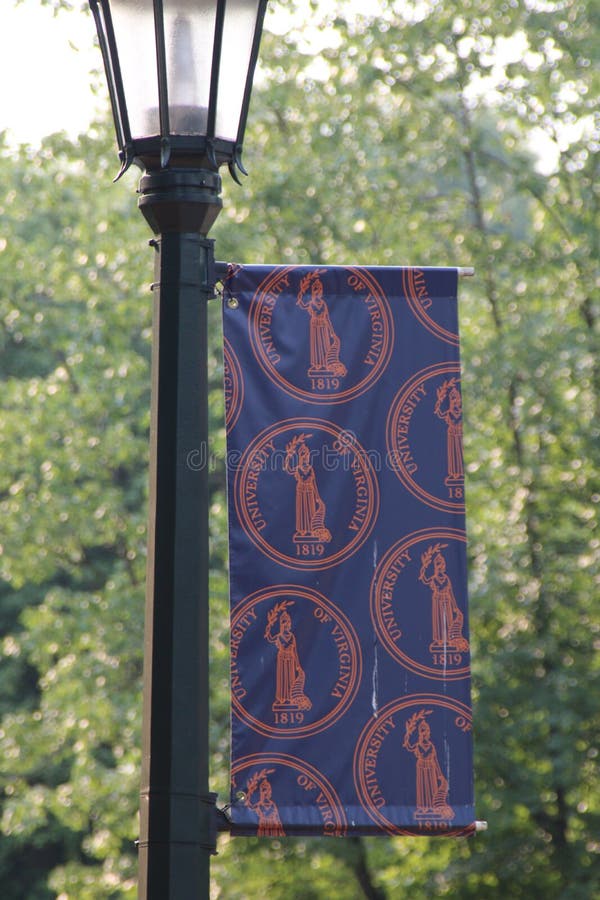 Vertical Image of a Street Light with Flag of University of Virginia in ...