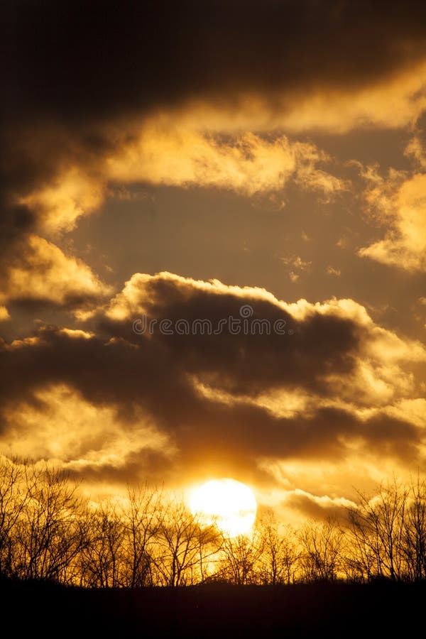 Danish Sunset Above a Forest with Dramatic Sky Stock Photo - Image of ...