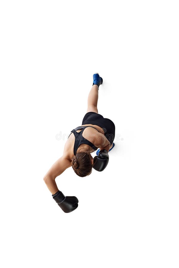 Vertical Image. Top View Image of Young Woman, Boxing Athlete in Motion ...