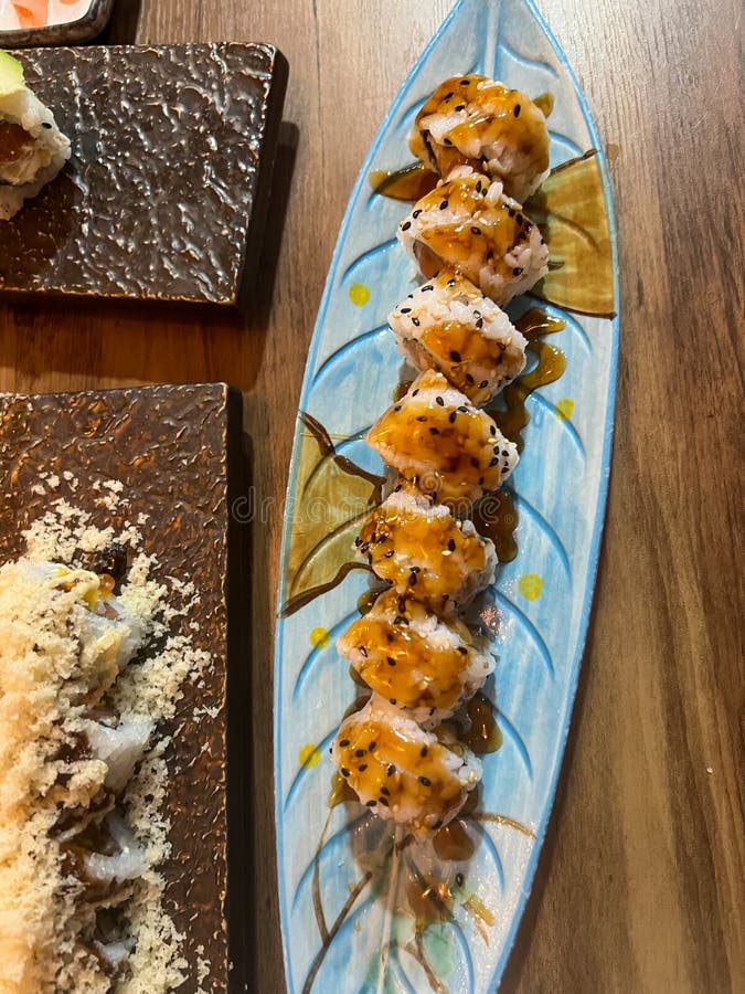 Vertical Image of the View from Above of a Plate of Sushi Ready To Eat ...