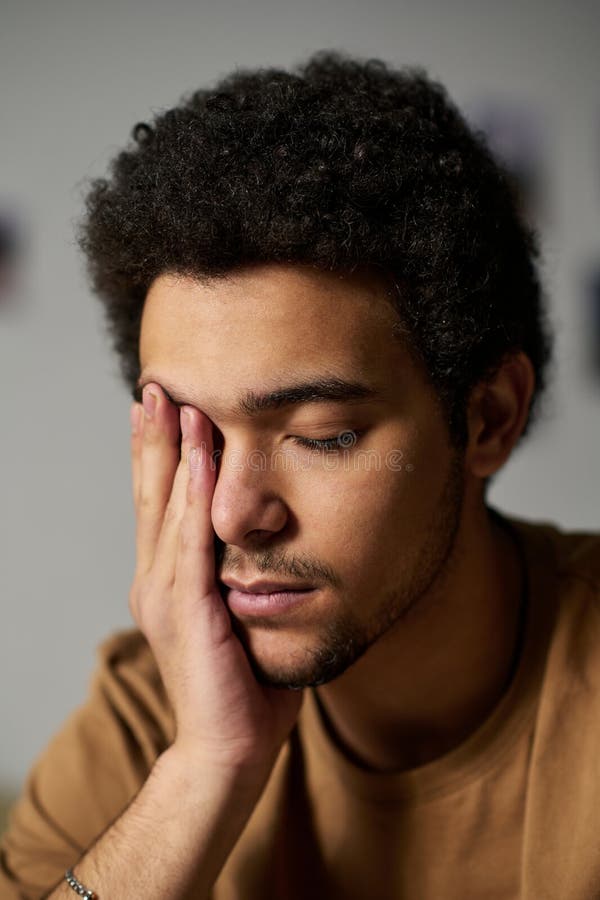 Young Sad Man Having Depression Stock Image - Image of teen, vertical ...