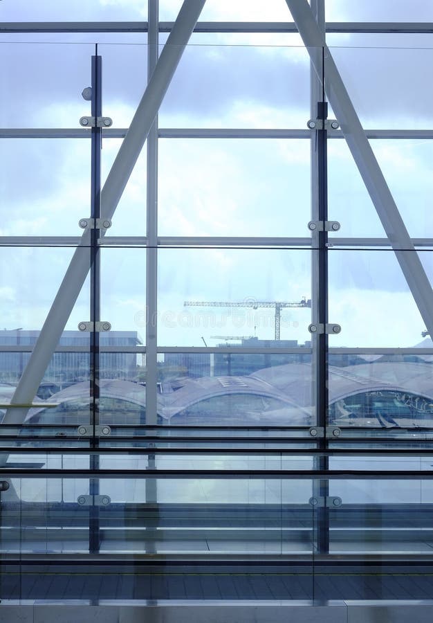 Vertical Indoor of Airport Terminal Building with Big Windows and ...