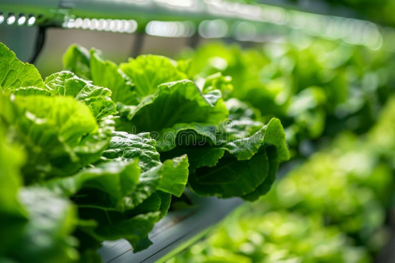 Vertical Indoor Hydroponic Farm with Lush Green Lettuce and Advanced ...