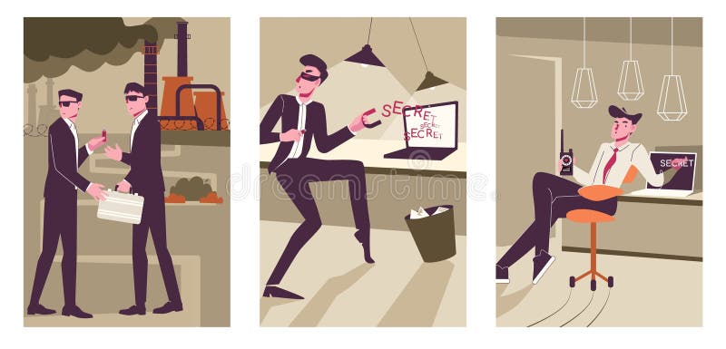 Vertical Industrial Espionage Compositions Stock Vector - Illustration ...