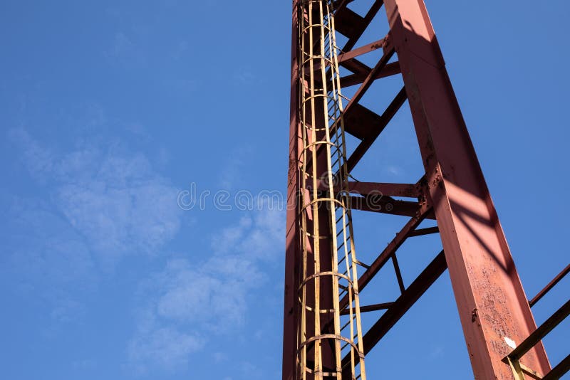 The Caged Ladder Cast a Shadow on the Sheet Metal of a Grain Elevator ...